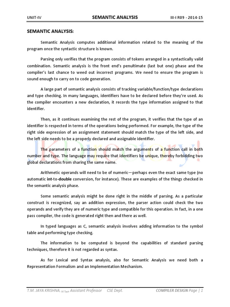 Semantic Analysis | PDF | Data Type | Compiler