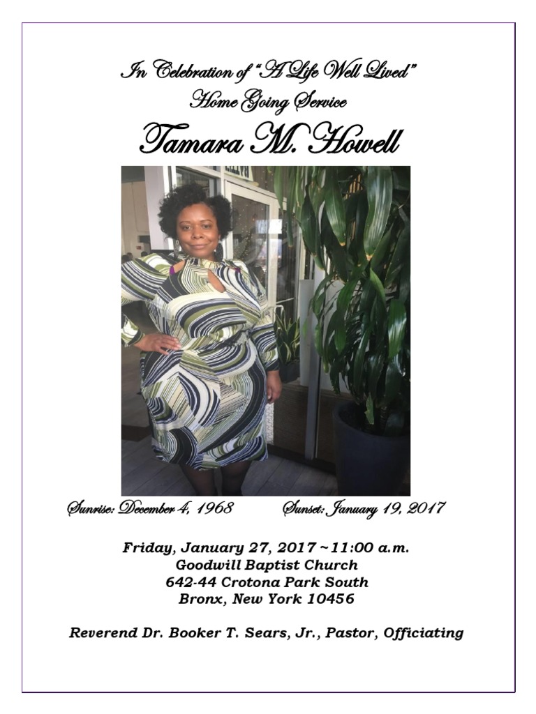 Homegoing Service For Sis. Tamara Howell | PDF | Religious Behaviour ...