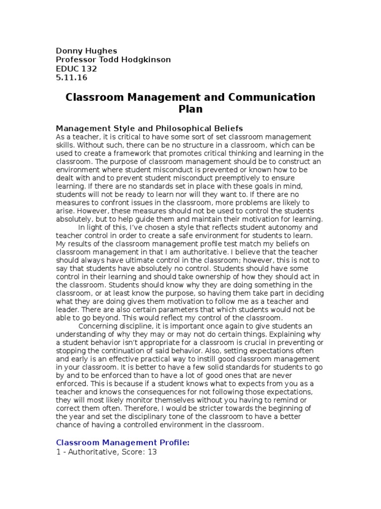 Classroom Management Project | PDF | Classroom Management | Classroom
