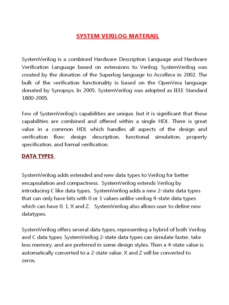 System Verilog | Download Free PDF | Array Data Type | Data Type