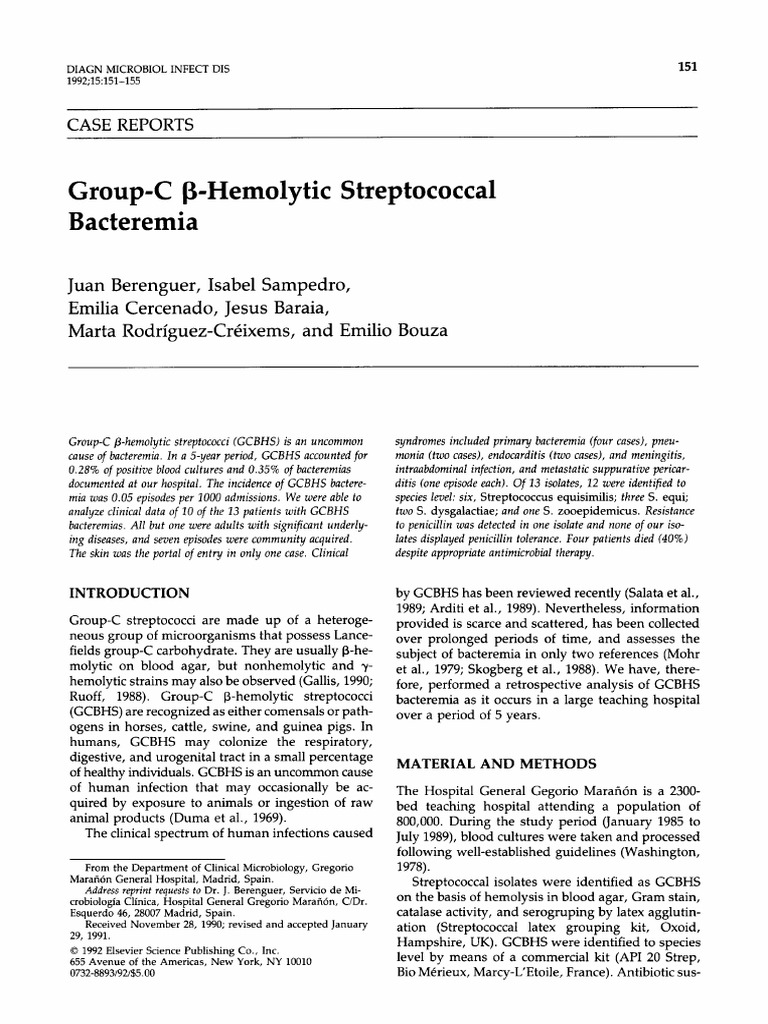 Group-C - Hemolytic Streptococcal Bacteremia: Case Reports | PDF ...