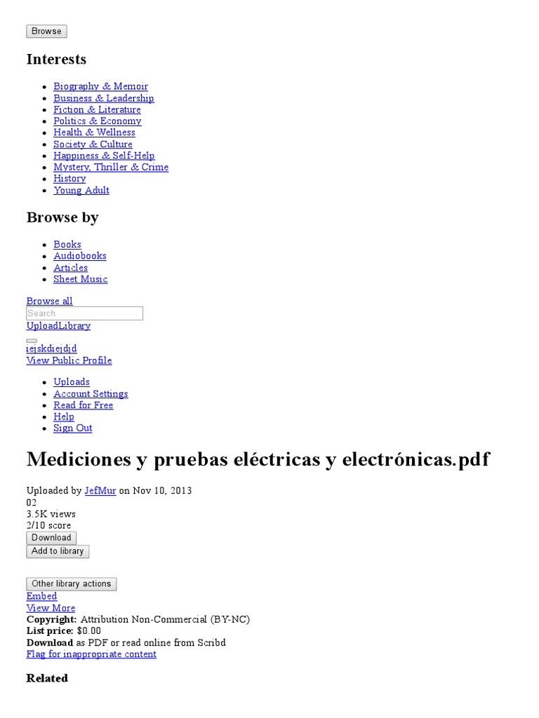 Mediciones y Pruebas Eléctricas y Electrónicas | PDF Mediciones y Pruebas Eléctricas y Electrónicas | PDF