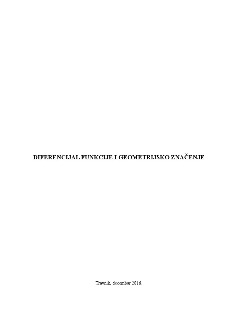 Diferencijal Funkcije I Geometrijsko Značenje | PDF