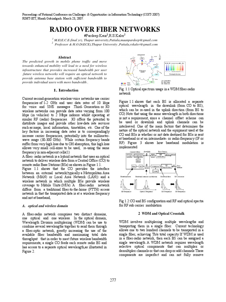 Radio Over Fiber Networks PDF | PDF | Wavelength Division Multiplexing ...