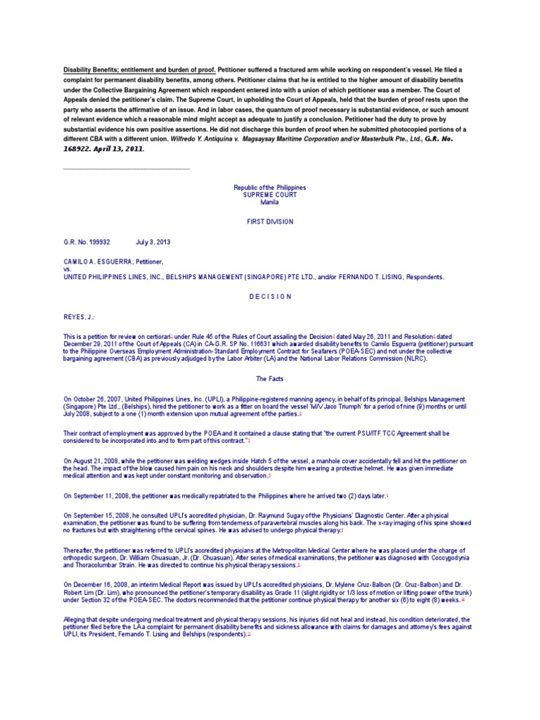 Disability Benefits | PDF | Burden Of Proof (Law) | Disability