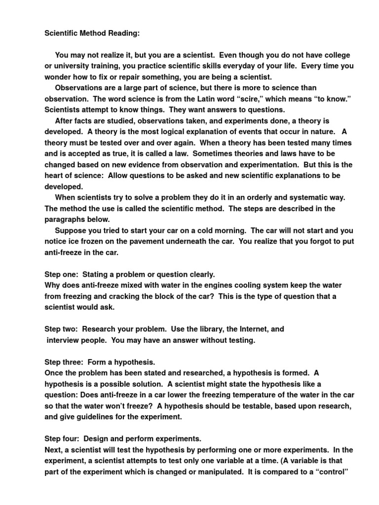 Scientific Method Reading | PDF | Experiment | Scientific Method