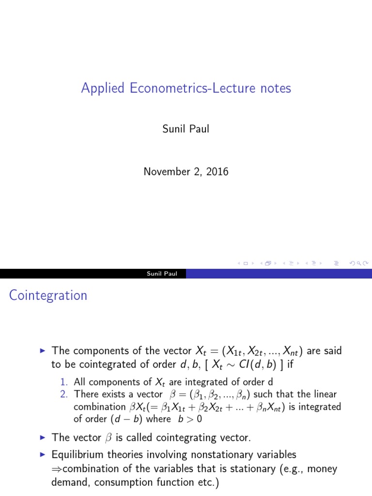 Cointegration & Econometrics Notes | PDF | Eigenvalues And Eigenvectors ...