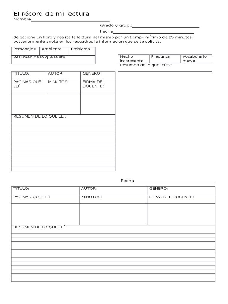 El Récord de Mi Lectura | PDF