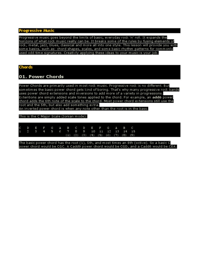 Progressive Rock Guitar Basics | PDF | Minor Scale | Chord (Music)