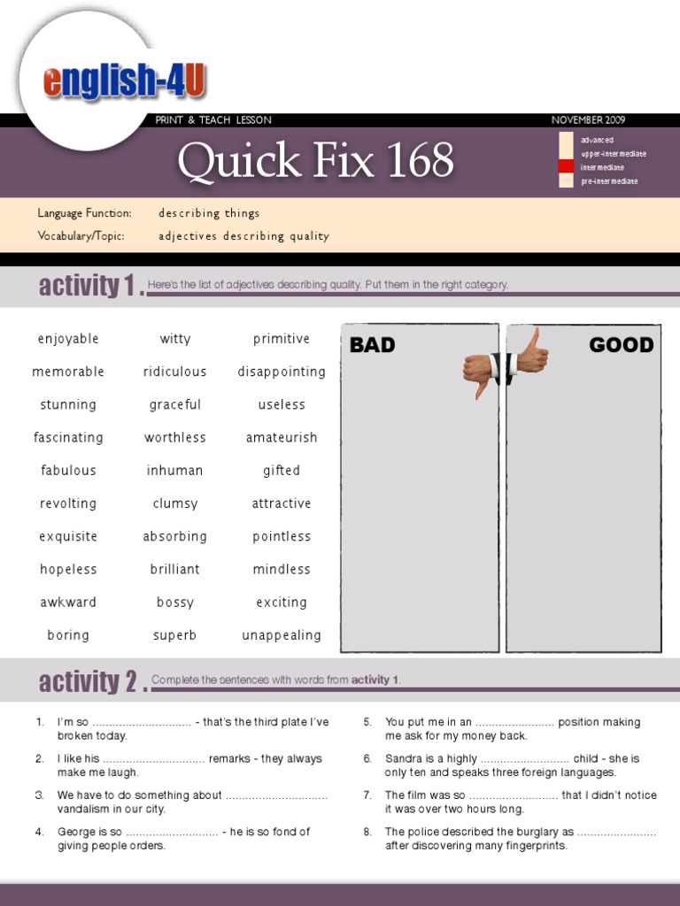 Adjectives - Quality | PDF | Linguistic Typology | Syntax