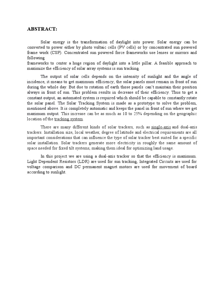 Solar Tracking Abstract | PDF