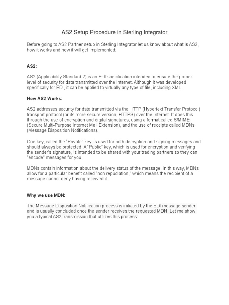 AS2 Setup Procedure | PDF | Electronic Data Interchange | Public Key ...