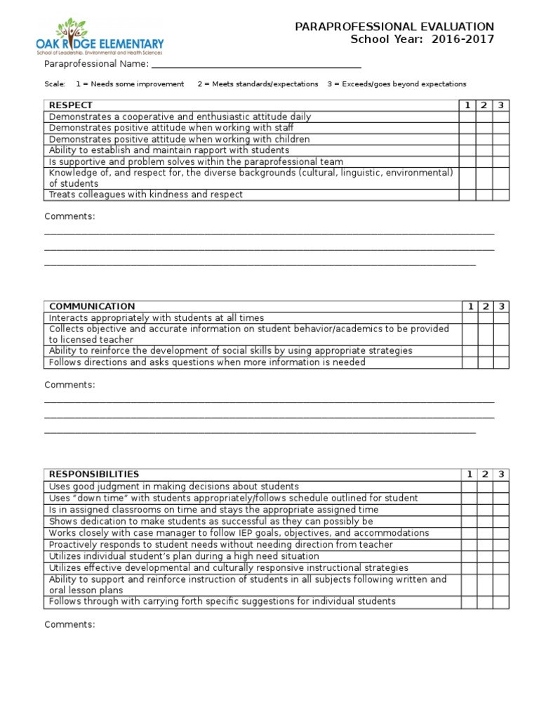 Paraprofessional Evaluation | PDF | Teachers | Epistemology