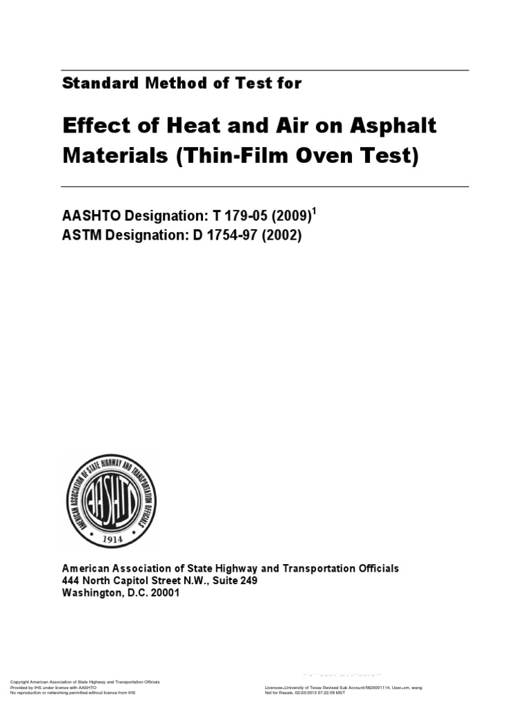 Aashto T 179 2005 (R 2009) | PDF | Door | Thermometer
