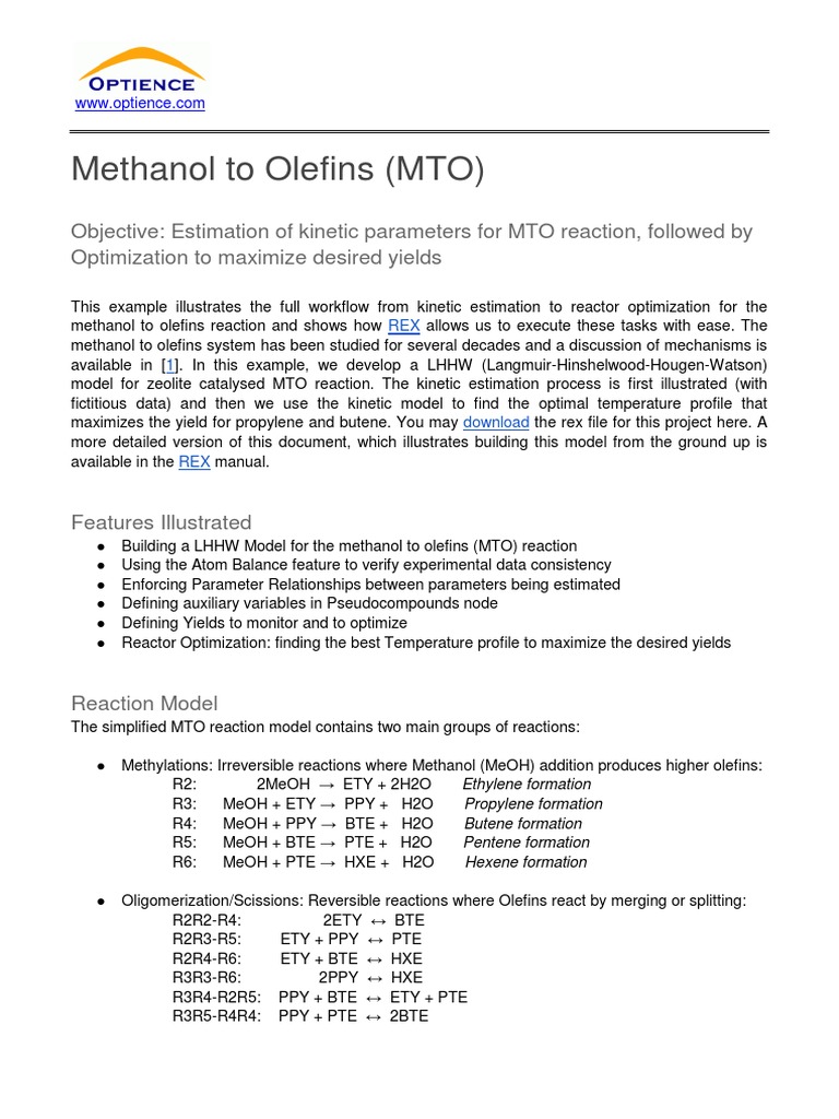 MTO | PDF | Chemical Kinetics | Mathematical Optimization