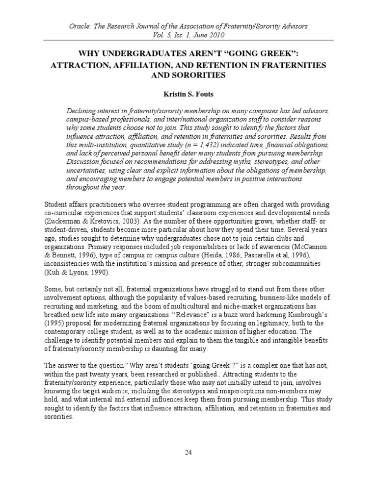 Why Students Aren't Going Greek | PDF | Fraternities And Sororities ...