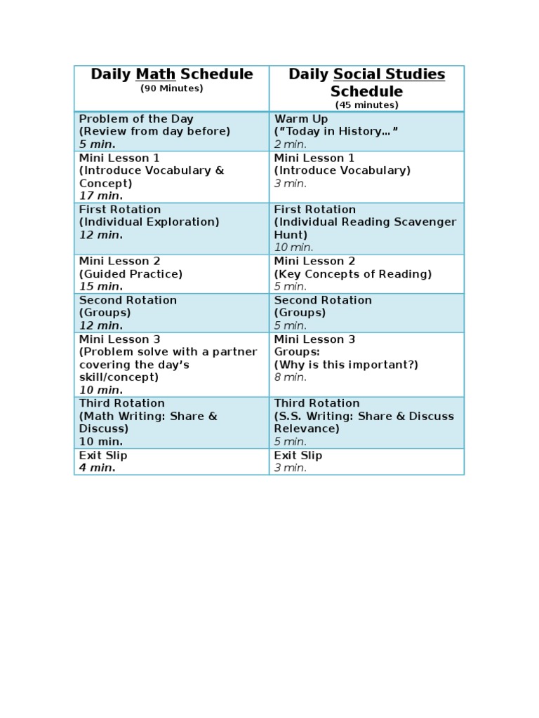 Daily Schedule 1 | PDF