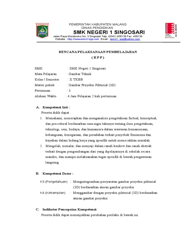 3.5 RPP Gambar Proyeksi Piktorial (3D) | PDF