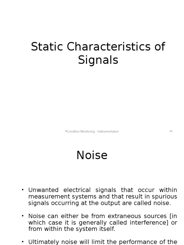 Static Characteristics of Signals: Condition Monitoring ...