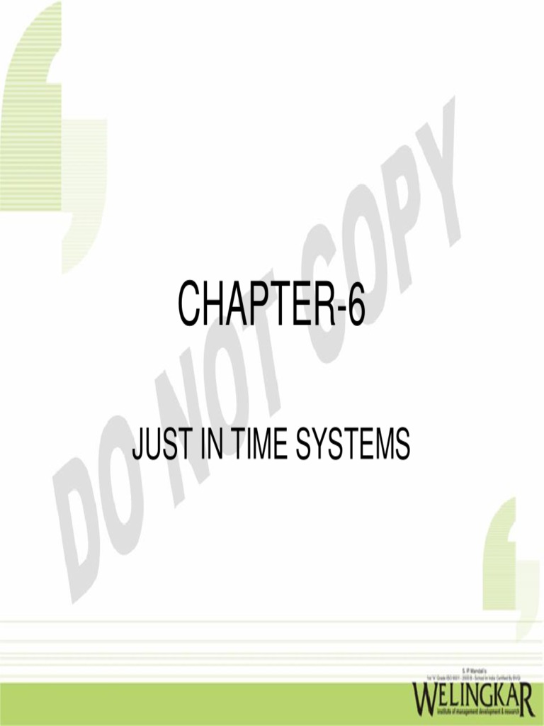Chapter-6: Just in Time Systems | PDF | Lean Manufacturing | Inventory