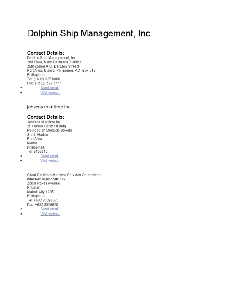 Maritime Contact Directory | PDF