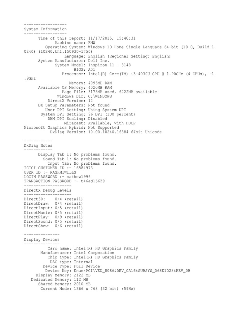 DX Diag | PDF | Device Driver | Codec