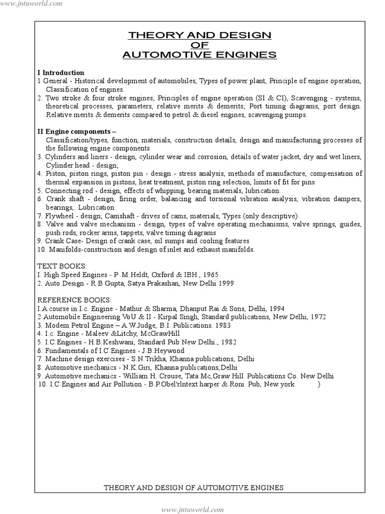 Theory and Design of Automotive Engine | PDF | Internal Combustion ...