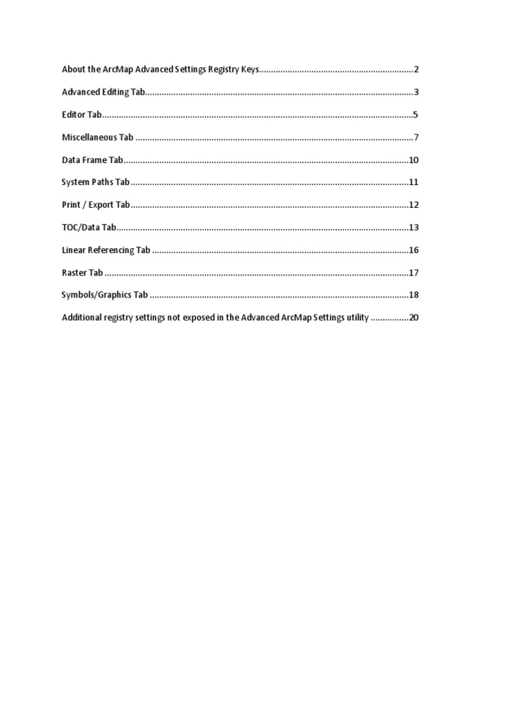 ArcMap Registry Keys Guide | PDF | Arc Gis | Windows Registry