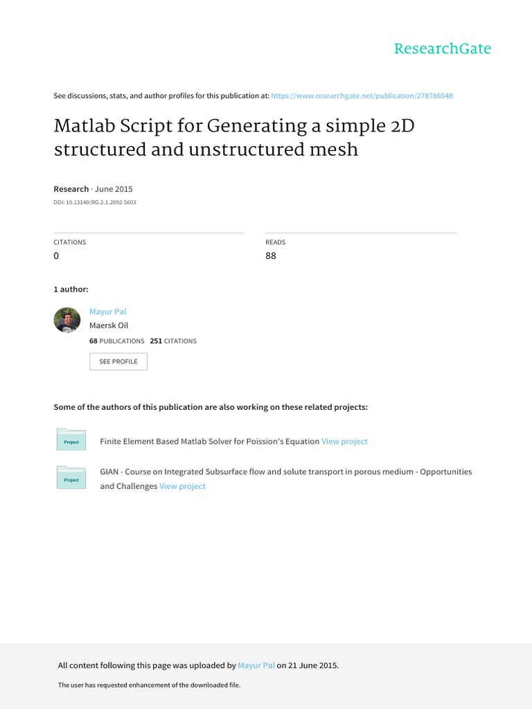 Matlab Code - 2D Structured and Unstructred Mesh | PDF | Matlab | Norm ...
