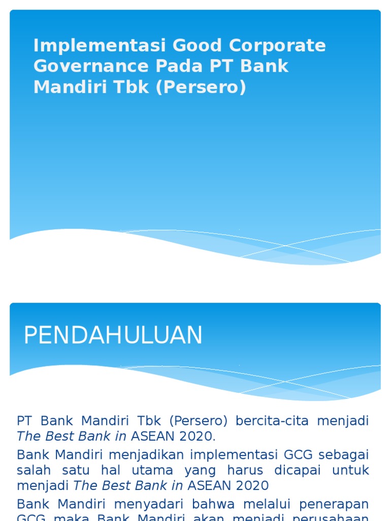 Implementasi Good Corporate Governance Pada PT Bank Mandiri | PDF