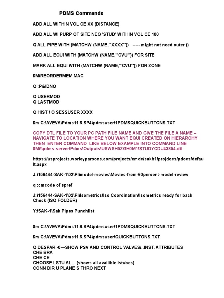 PDMS Common Commands | PDF | Filename | Computer Data