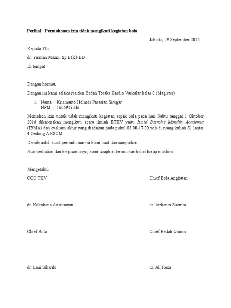 Surat Ijin Bola Krismanto | PDF