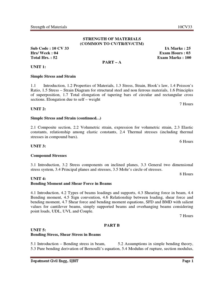 Mechanics of Materials Notes | PDF | Bending | Elasticity (Physics)