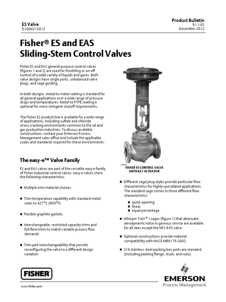 Fisher ES Sliding-Stem Control Valve | PDF | Valve | Building Materials