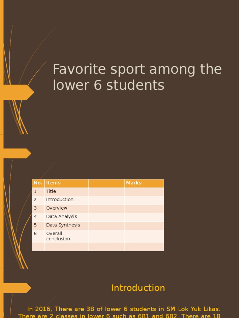 Favorite Sport Among The Lower 6 Students | PDF