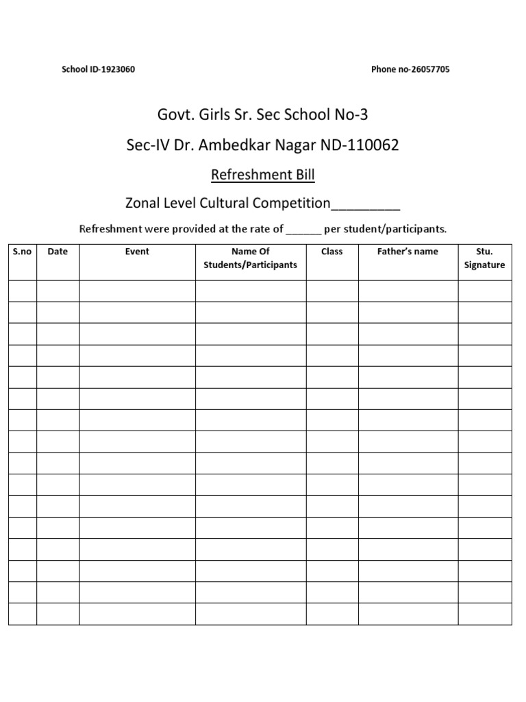 Refreshment Bill | PDF