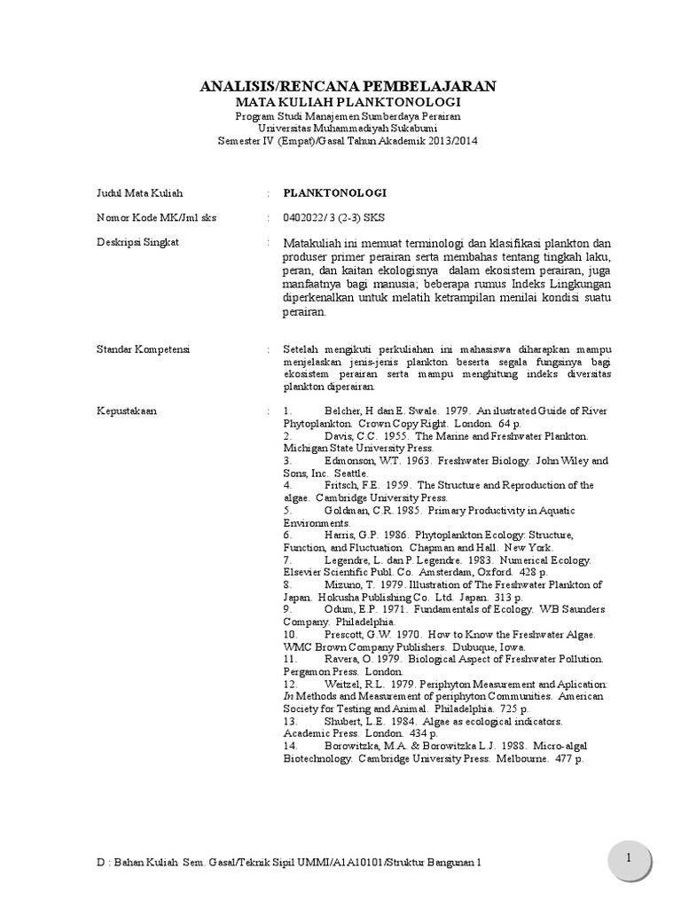 Silabus, RPP SAP Plankton1 | PDF
