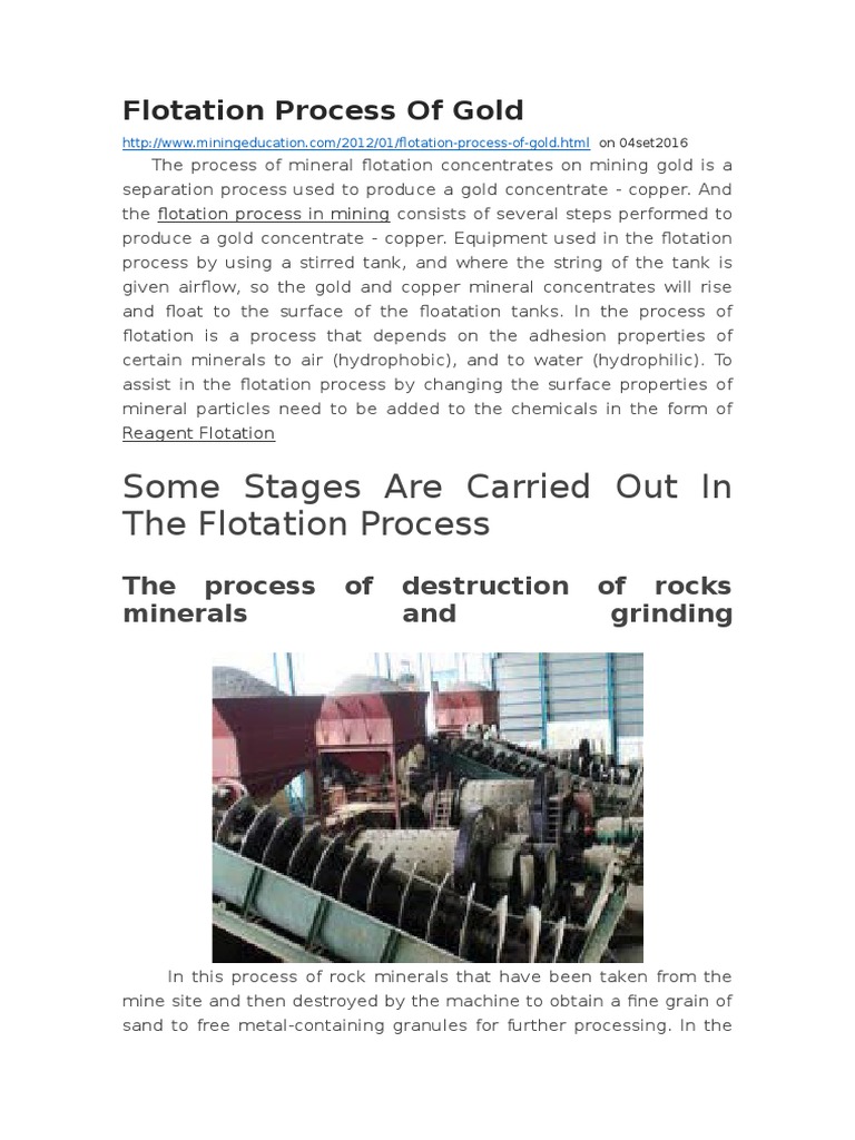 Flotation Process of Gold | PDF | Chemical Substances | Industries