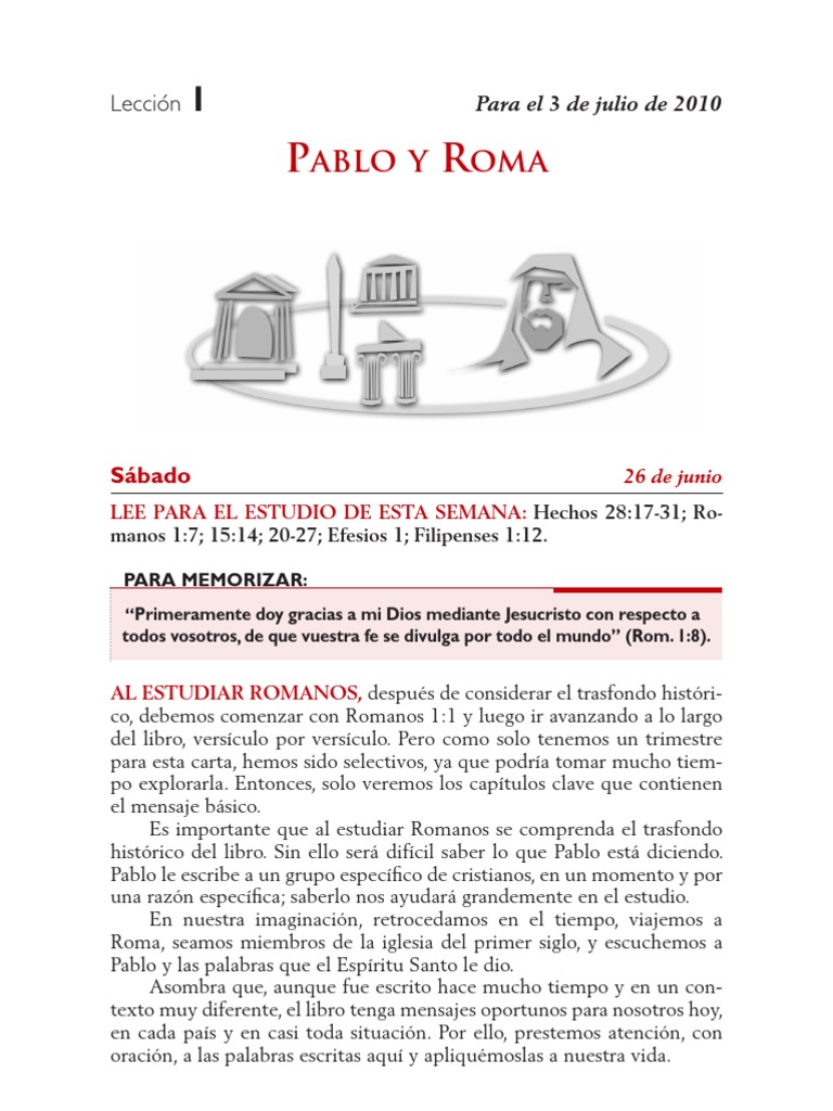 Lección 01 - Pablo y Roma (Sáb-03Julio) | PDF | Pablo el apóstol ...