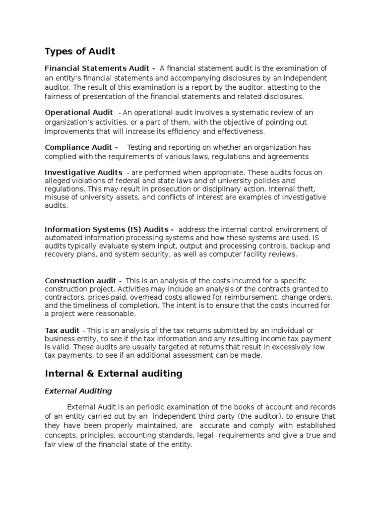 Types of Audit: External Auditing | PDF