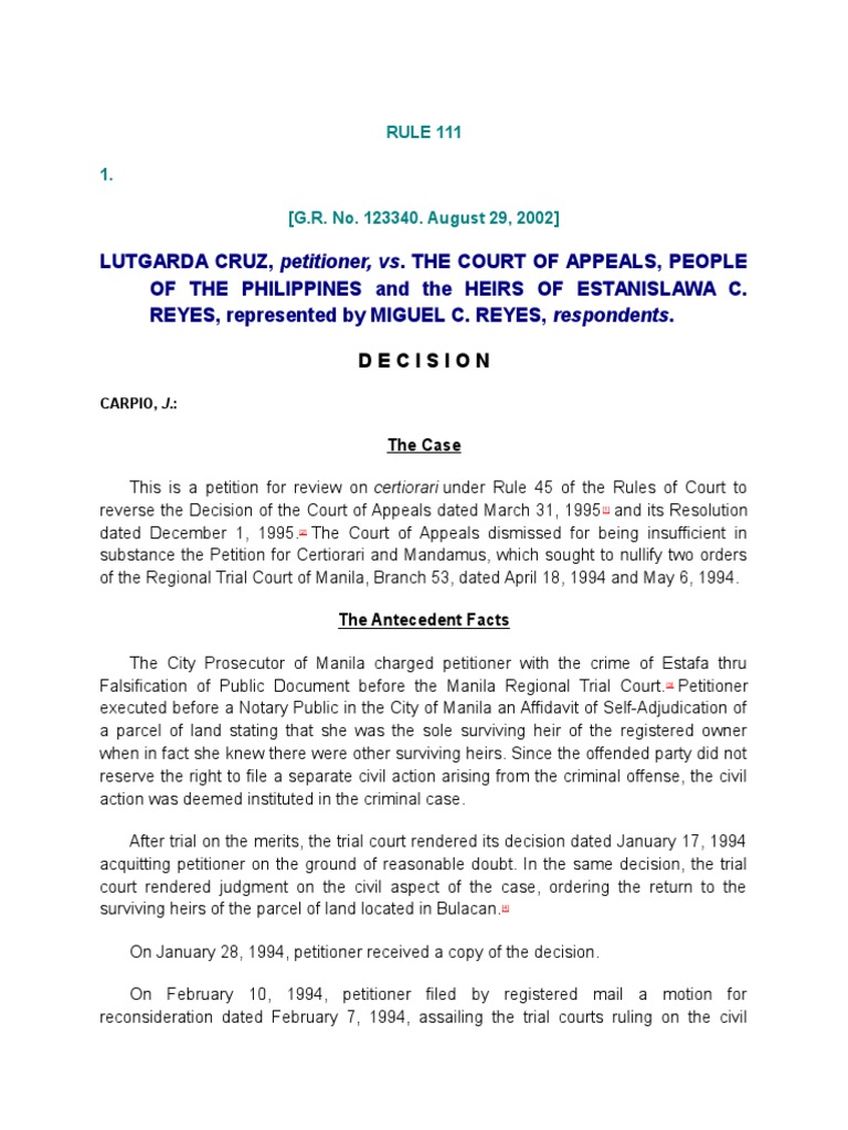 Rule 111 | PDF | Acquittal | Lawsuit