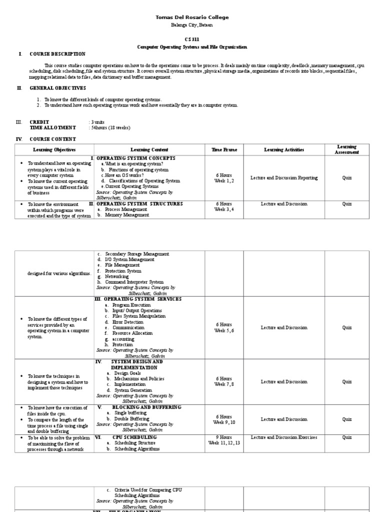 CS 311 - Computer Operating Systems and File Organization | PDF | Operating System | System