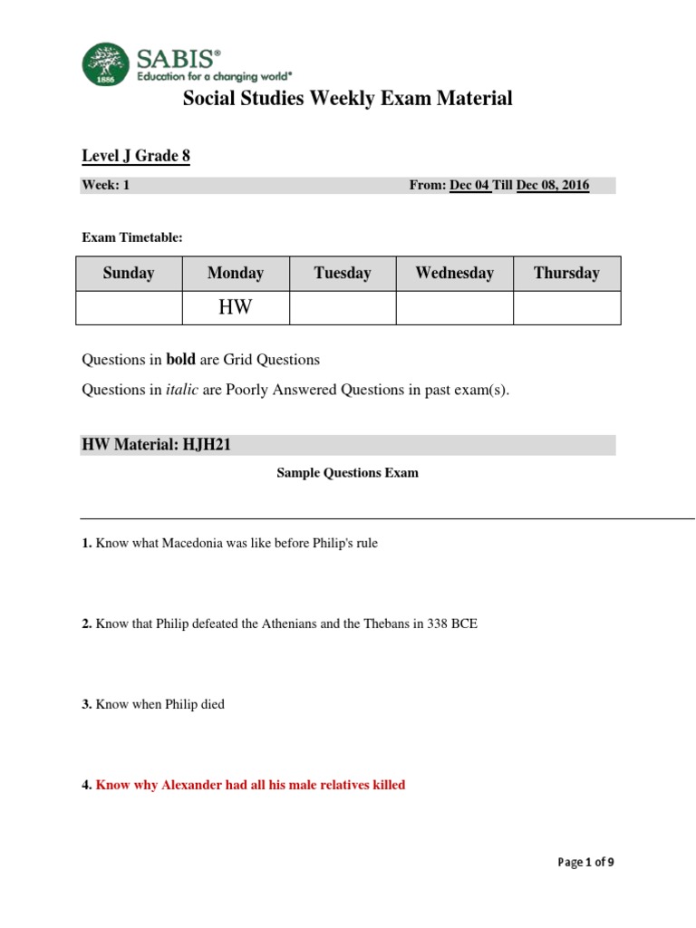 1617 Level J Social Studies Exam Related Materials T2 Wk1 PDF | PDF ...