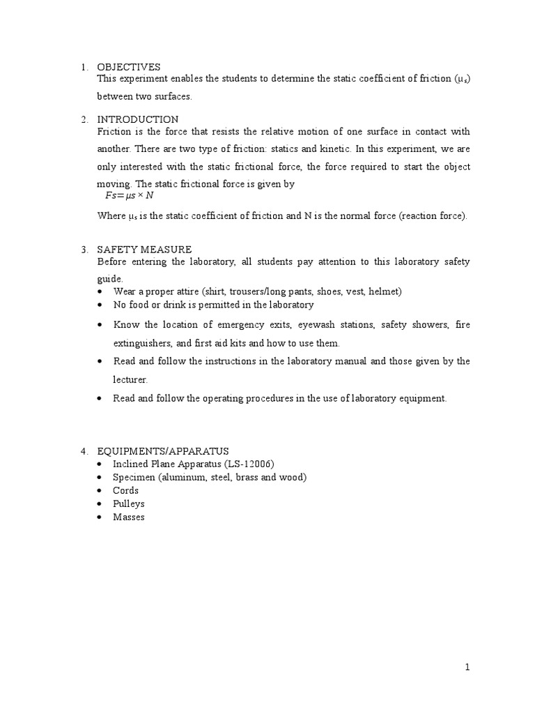 Lab Report 3 Engineering Statics Pdf Friction Force