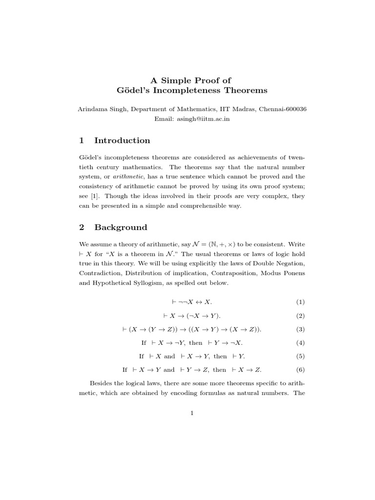 Goedel's Theorem /godel's Theorem | PDF | Theorem | Mathematical Proof