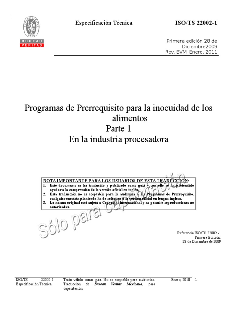 Iso-Ts 22002-1-2009 - Español | PDF | Organización internacional para ...