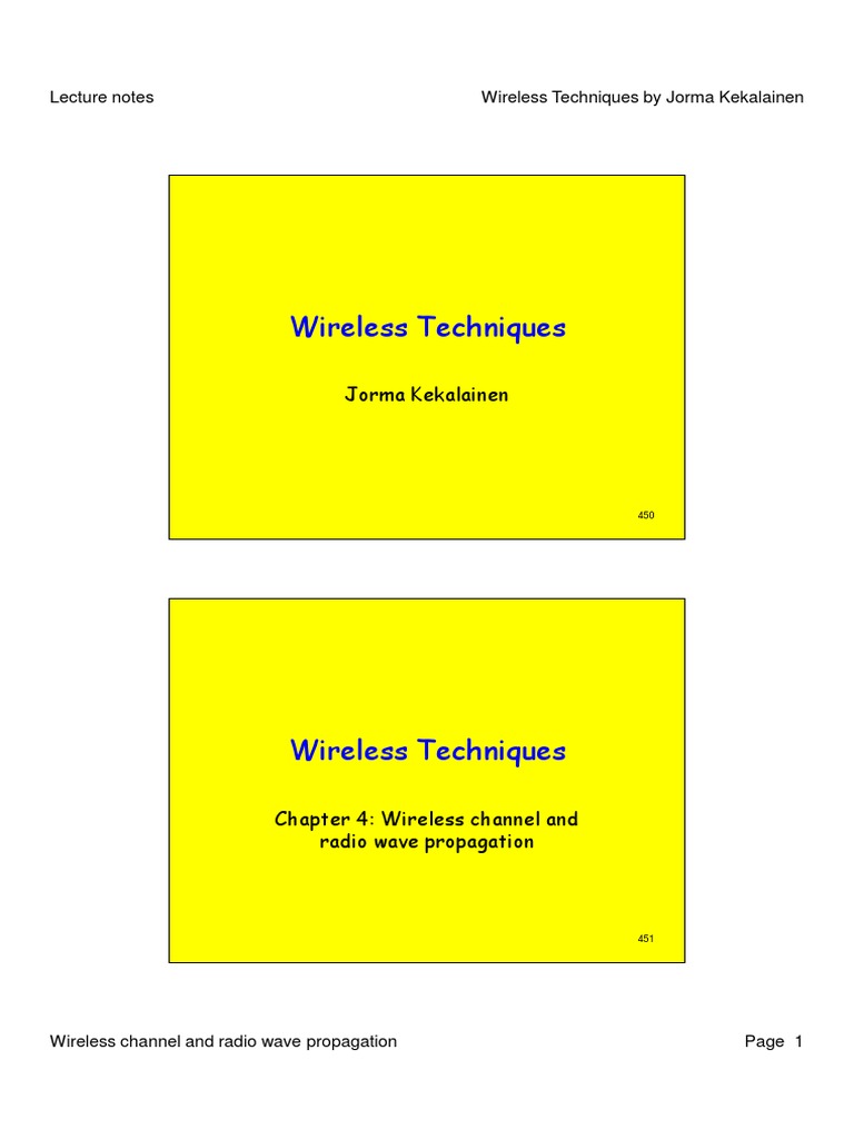 Wireless Techniques - Wireless Channel and Radio Wave Propagation | PDF | Radio Propagation ...