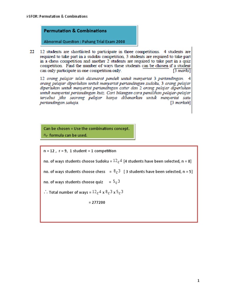 Permutation & Combinations 2010 | PDF
