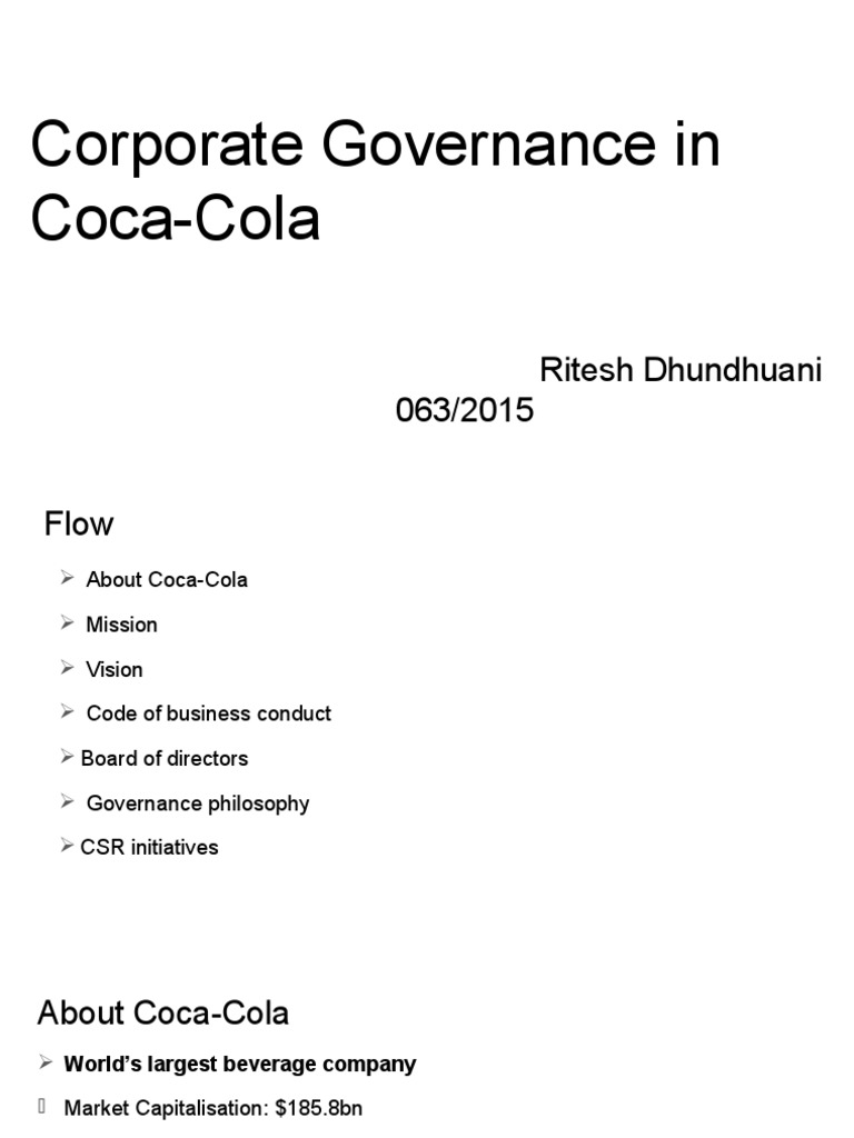 Coca Cola | PDF | Coca Cola | Corporate Social Responsibility