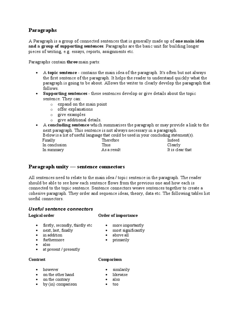 Academic Paragraph Writing Guide | PDF | Sentence (Linguistics) | Paragraph